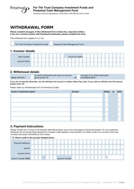 Fillable Online WITHDRAWAL FORM Perpetual Limited Fax Email Print