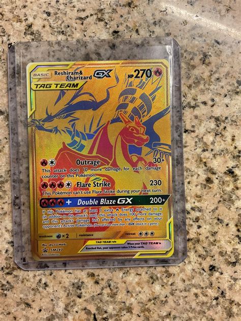 Mavin Pokemon Reshiram Charizard GX Tag Team Gold Promo SM247