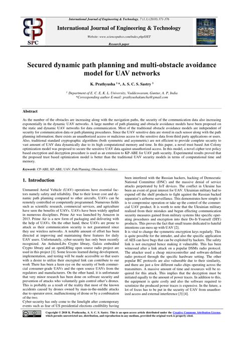 pdf secured dynamic path planning and multi obstacle avoidance model for uav networks