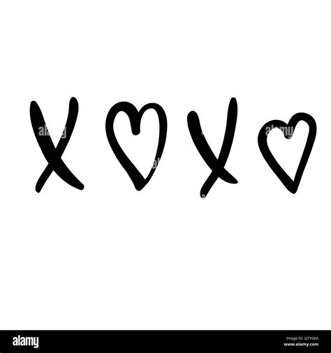Set Of Hand Drawn Hearts Handrawn Xoxo Calligraphy Rough Heart Marker