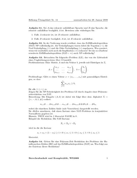 Berechenbarkeit und Komplexität WS2009