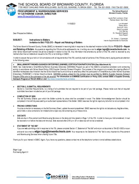 Fillable Online Invitation To Bid FY22 215 Repair And Retubing Of