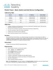 Docx Packet Tracer Basic Switch And End Device Configuration