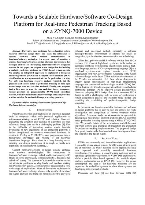 pdf towards a scalable hardware software co design platform for real time pedestrian tracking