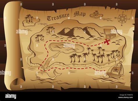 A Vector Illustration Of Treasure Map Stock Vector Image Art Alamy