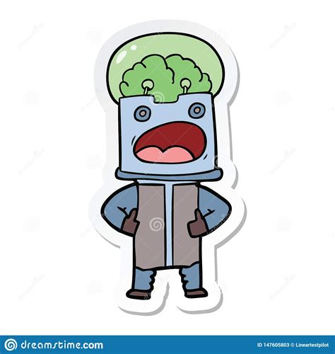 Etiqueta De Um Rob Dos Desenhos Animados Ilustração do Vetor