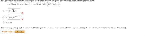 solved find parametric equations for the tangent line to the
