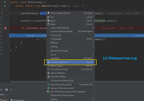 Shortcut Key To Evaluate Expression Variable In IntelliJ IDEA Websparrow