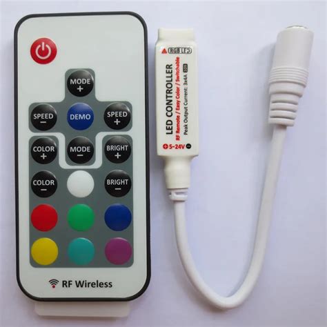 2pcs DC5V 24V 12A 17key Mini RF Wireless Led RGB Remote Controller With