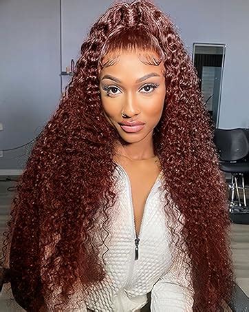 Amazon Reddish Brown Curly Lace Front Wigs Human Hair 13X4 HD