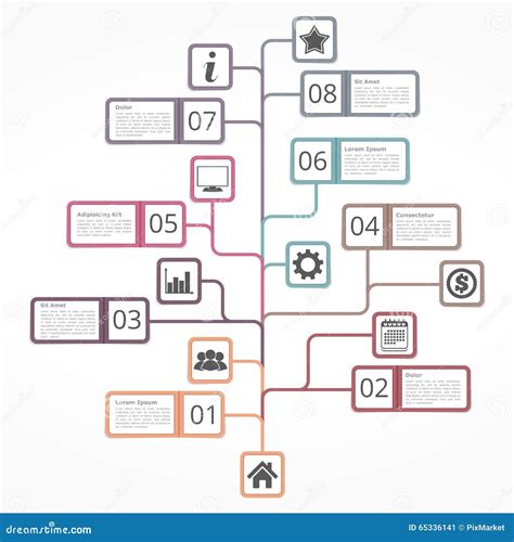 Tree Mindmap Timeline Process Infographics Template Background Cartoon