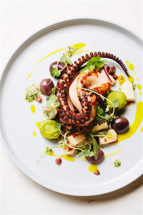 Charred Octopus with Fava Bean Purée and Chorizo Vinaigrette Cooking