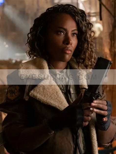 Kayla Watts Jurassic World Dominion Brown Shearling Jacket Eve Suiting