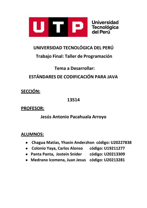 Proyecto De Investigacion Final UNIVERSIDAD TECNOLGICA DEL PER