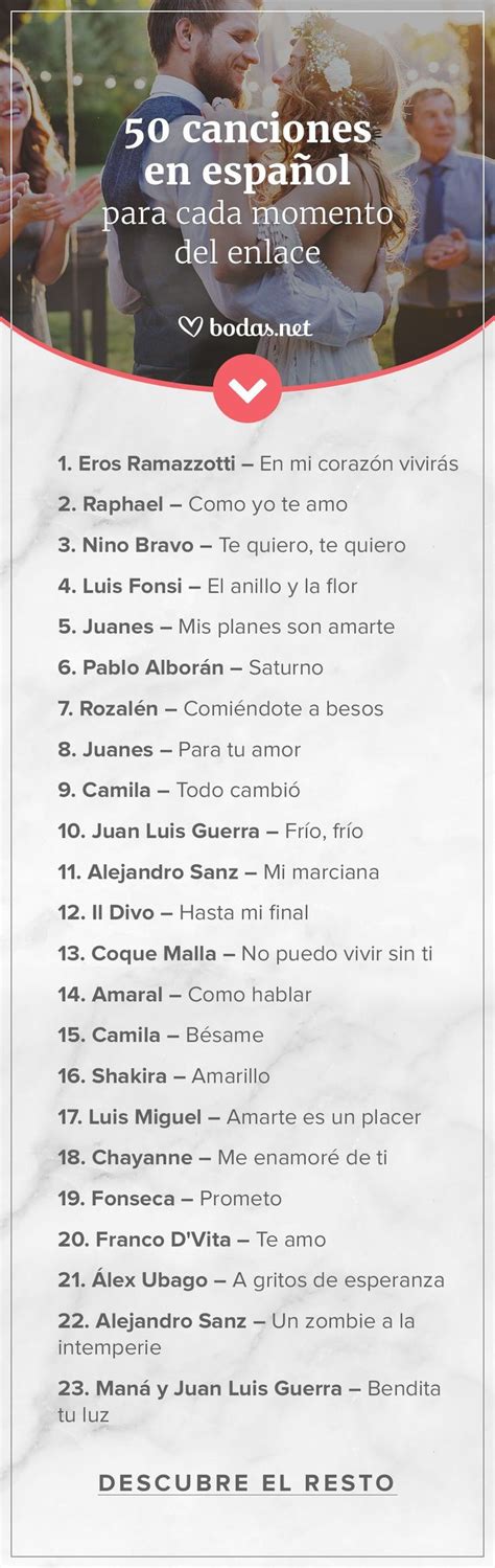 Canciones para bodas en español las 85 mejores propuestas Canciones