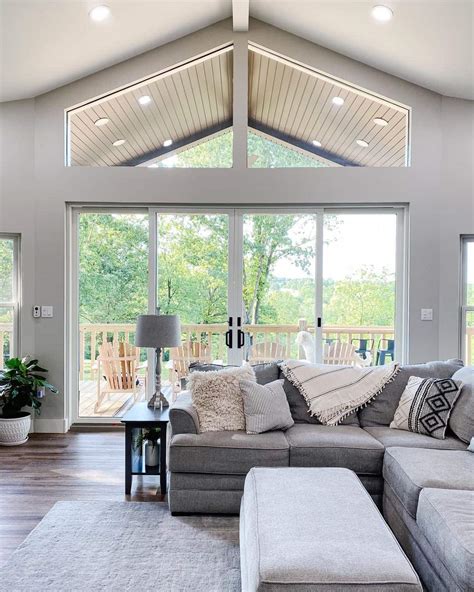 Vaulted Ceiling Living Room With Large Windows Soul Lane