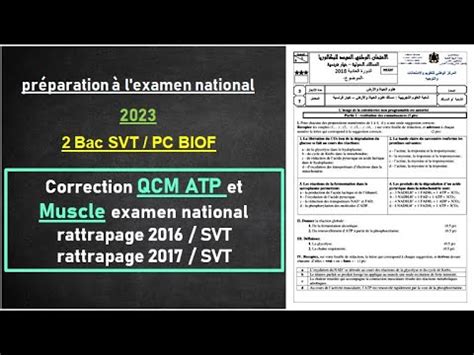Exercices ATP Et Muscle 2 Bac Biof Correction Examen National 2016 Et