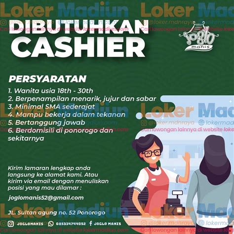 Lowongan Kerja Cashier Joglo Manis Ponorogo