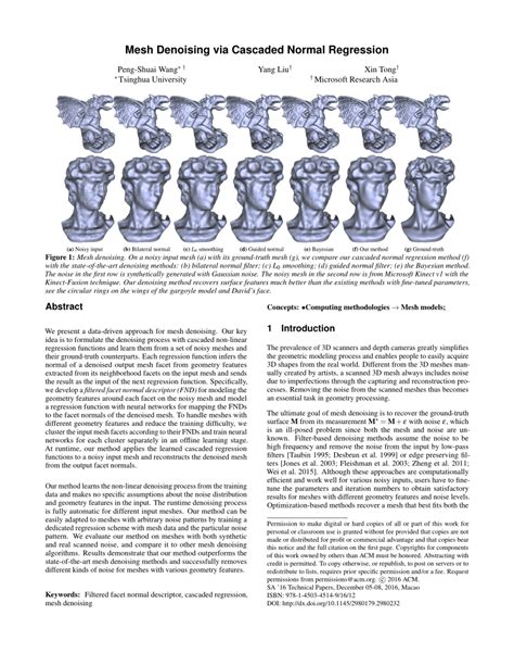 pdf mesh denoising via cascaded normal regression