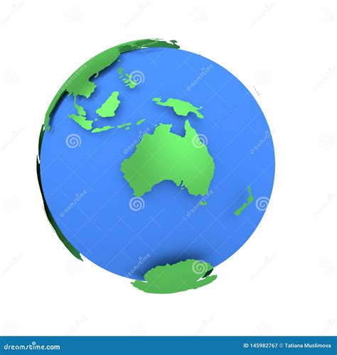 Earth Globe With Green Continents Isolated On White Background World