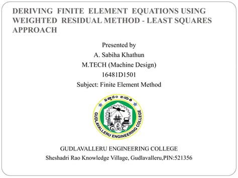 least squares approach in finite element method ppt