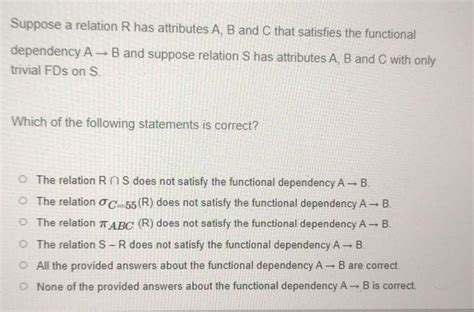 solved consider a relation schema r {a b c d e f g}