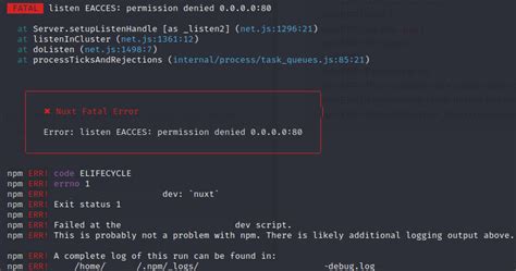 Error listen EACCES permission denied 0 0 0 0 80 程序员大本营