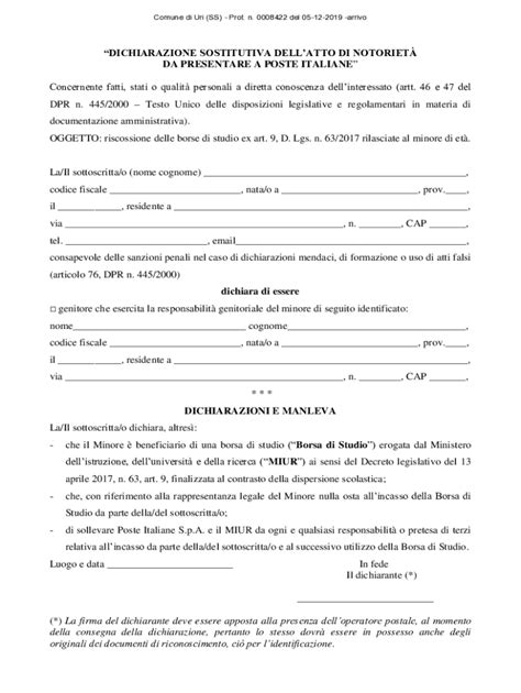 Compilabile Online Autocertificazione E Dichiarazione Sostitutiva Di