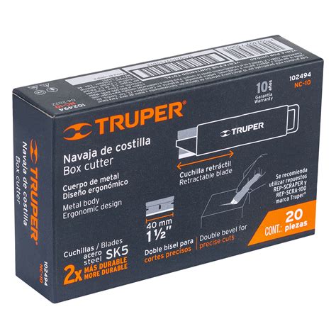 Ficha Tecnica Navaja de costilla con cuerpo metálico Truper