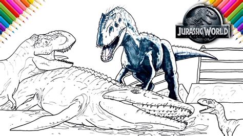 How To Draw Indominus Rex Vs All T Rex Blue Mosa Jurassic World YouTube