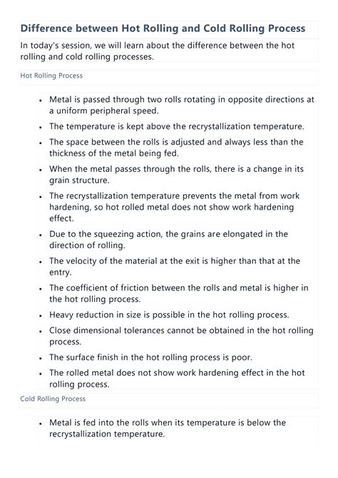 SOLUTION Difference Between Hot Rolling And Cold Rolling Process