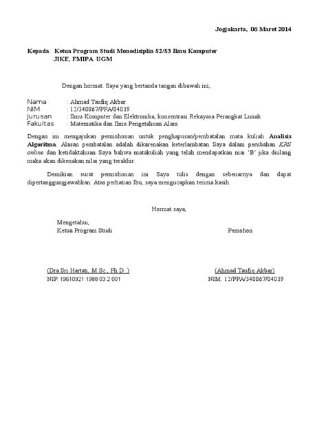 Detail Contoh Surat Permohonan Pembatalan Koleksi Nomer