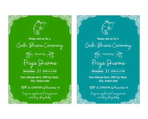Printable Indian Godh Bharai Invitation Gender Neutral Theme Etsy