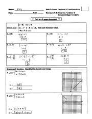 Parent Functions Transformations Homework On Piecewise Course Hero