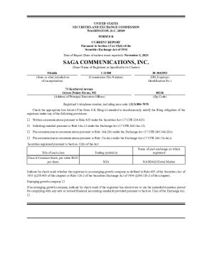 Fillable Online SAGA COMMUNICATIONS INC Fax Email Print PdfFiller