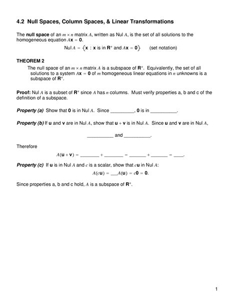 solved questions for null space column space and linear transformations math 2210 docsity