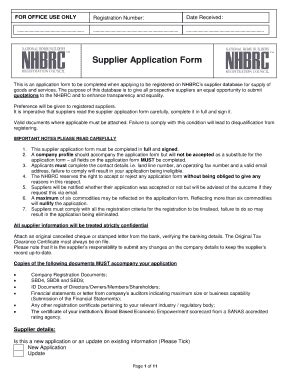Fillable Online Nhbrc Org Supplier Database Application Form