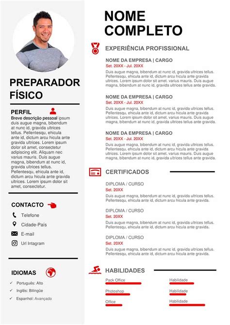 Exemplo de Currículo Desportivo e Treinador Modelo Grátis