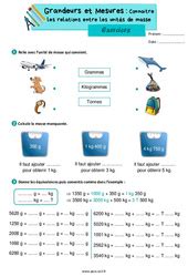Masse g kg CE2 Exercice évaluation révision leçon pdf à imprimer