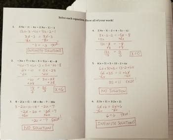 Solving Linear Equations With No Solution And Infinite Solutions