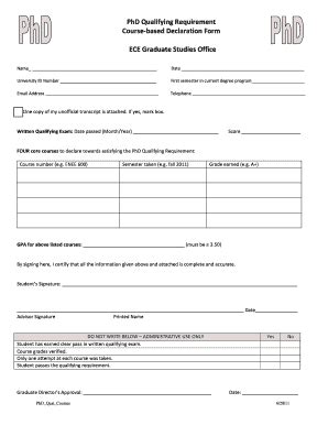 Fillable Online Ece Umd PhD Qualifying Requirement Course Based