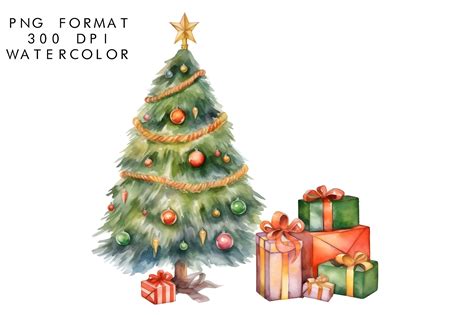 Watercolor Christmas Tree Clipart Graphic By WatercolorByKr Creative