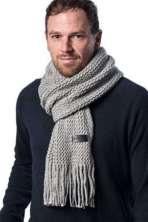 Mio Marino Mens Knitted Scarf Winter Scarfs For Men Ribbed Knit
