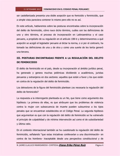 Feminicidio O Femicidio En El Código Penal Peruano CALAMEO Downloader