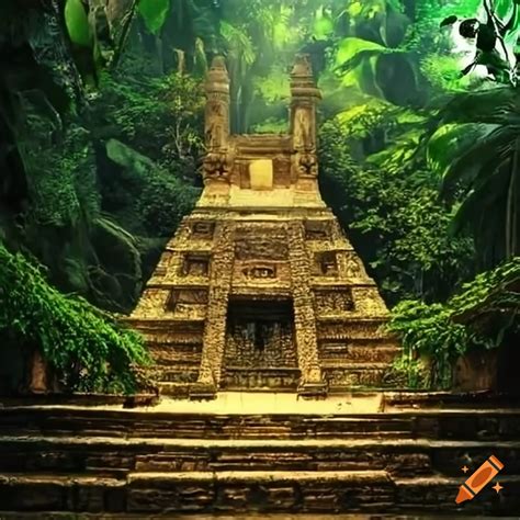 Golden Aztec Temple In The Jungle On Craiyon