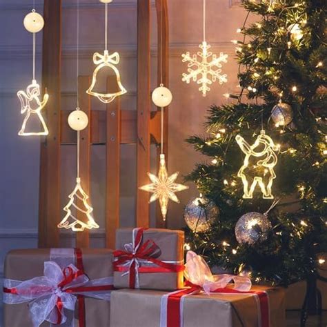 Encham 6 Stück LED Saugnapf Weihnachten Lichter Fenster Lichterkette