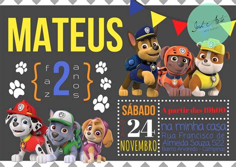 21 Convites Patrulha Canina GRÁTIS para editar e imprimir