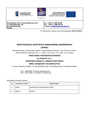 Fillable Online Technologpark 20120229IDWsprztlaborpoprawiona Doc
