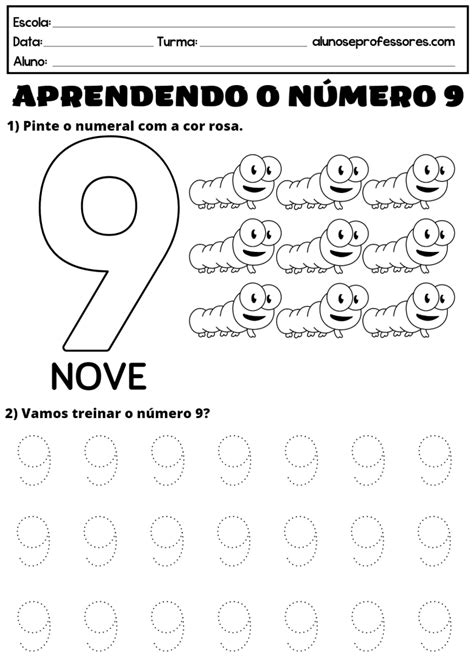Atividades o Número 9 para imprimir Alunos e Professores