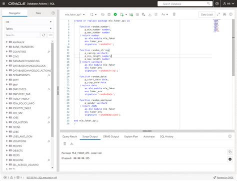 using javascript to create test data in oracle database 23c